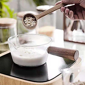 Vctitil Porridge Pot Soup Pot Wooden Handle Cookware High Temperature Resistant Transparent Glass Milk Noodle Pot Saucepan (400ml/600ml)(600ml)