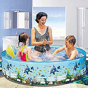 ZHKGANG Home Family Pool Children's Garden Water Swimming Pool Without Tube Plastic Ocean Round Outdoor Pool,Blue-18338cm