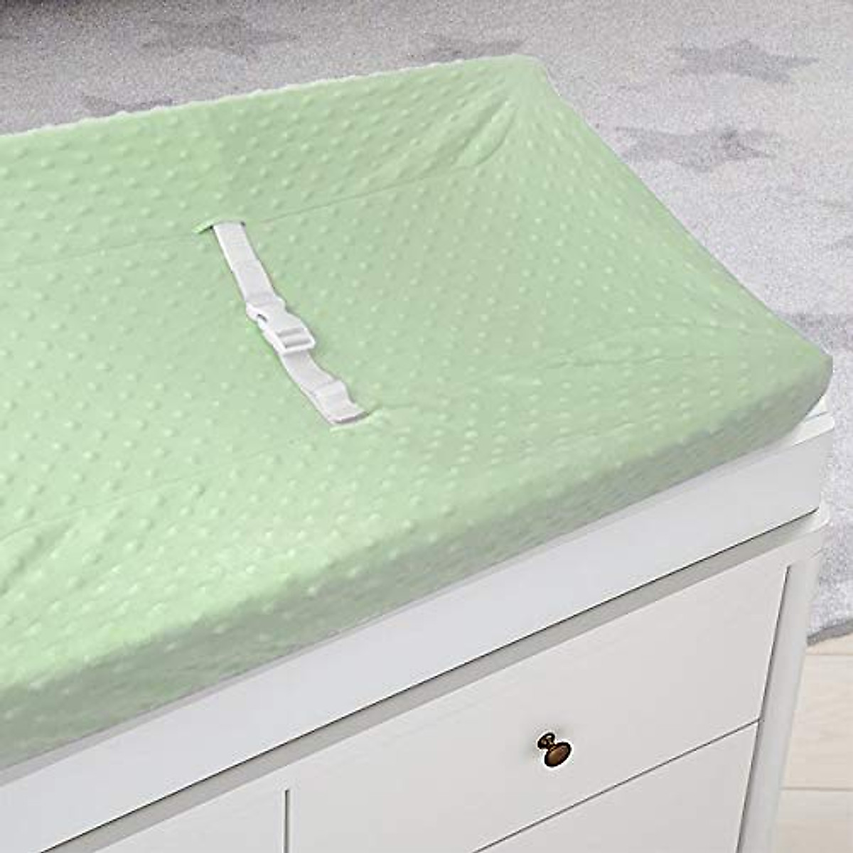 American Baby Company Heavenly Soft Minky Dot Fitted Contoured Changing Pad Cover, Celery Puff, for Boys and Girls