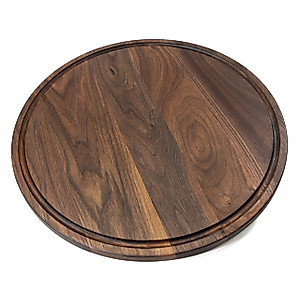 Refine Kitchenware Large Walnut Personalized Circle Board with Juice Groove, 18 Inch Round Personalized Cheese Board, Round Charcuterie Board | 100% Made in the USA