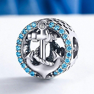 LAMOONY Sailing Boat Charm 925 Sterling Silver, Anchor, Starfish, Jelly Fish Ocean Charm for Pandora Charm Bracelet