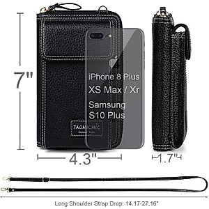 Ladies fashion casual shoulder messenger bag mid-length clutch bag large capacity mobile wallet (Color : Black, Size : One size)