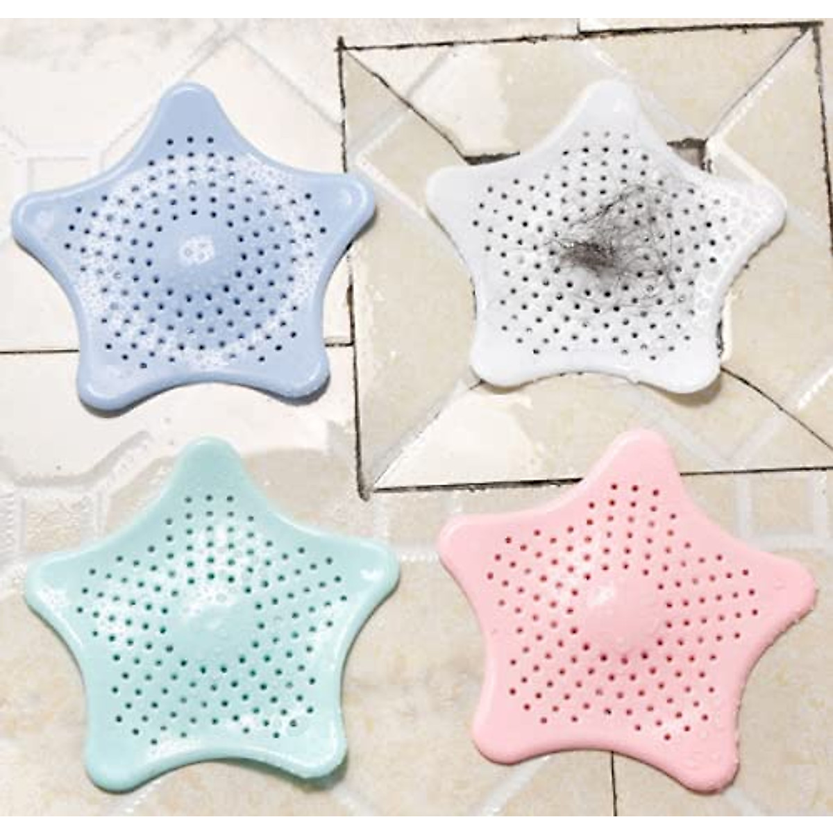 HLLMX, LLMX 4 PCS Starfish Hair Catcher Bathroom Drainage Net Kitchen Filter Cover Bathtub Drainage Net Hair Catcher Is Used To Prevent Blockage Of Kitchen And Bathroom Drainage Outlets