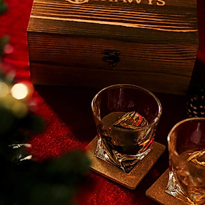 Whiskey Stones Gift Set, Birthday Gifts for Men Dad, Anniversary Wedding Gifts for Him Husband Boyfriend Grandpa Brother Boss, Unique Whiskey Gifts for Christmas Birthday Holiday