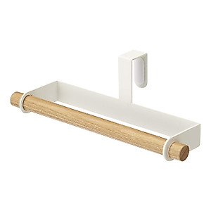 YAMAZAKI Cabinet Door Dish Home Towel Hanger, | Steel + Wood | Kitchen Organizer, One Size, White