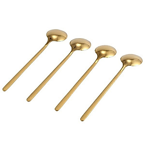 Spoons Silverware Dessert Spoons Round Shape Coffee Spoon Mini Teaspoons Sugar Dessert Spoon Ice Cream Soup Spoon Kitchen Spoon Set (Color : A, Size : 1 pcs)