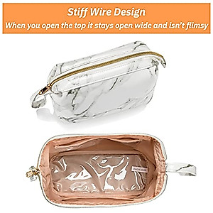 OCHEAL Small Marble Makeup Bag, Small Cosmetic Bags for Women,Large Capacity Portable Cosmetic bag Storage Organizer for Purse Everyday Use (Small, Marble)