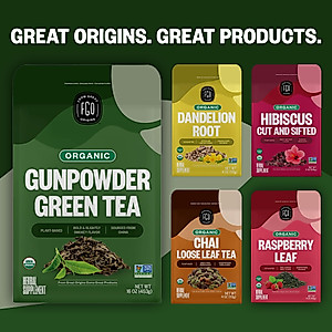 FGO Organic Gunpowder Green Tea, Loose Leaf, 16oz Bulk Resealable Bag, Packaging May Vary (Pack of 1)