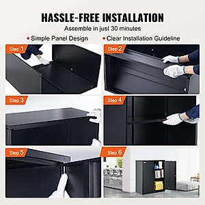 VEVOR Metal Storage Cabinet with 2 Magnetic Doors and 2 Adjustable Shelves, 200 lbs Capacity per Shelf, Locking Steel Storage Cabinet, 42'' Metal Cabinet with 3 Keys, for Office, Garage, Home