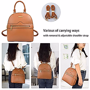 LA DEARCHUU Backpack Purse for Women Leather Backpack, Double Zipper Casual Backpack Fashion Travel Backpack Shoulder Backpack, Brown