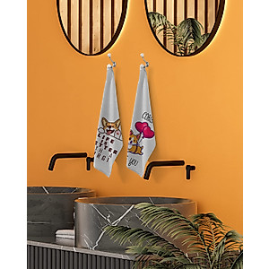 kunlisa Cute Corgi Absorbent Kitchen Towels and Dishcloths 16×24 Inches Set of 4,Funny Corgi Lovers Gifts Hand Towel Dish Towel Tea Towel for Kitchen Bathroom Decor,Corgi Owners Girls Gifts