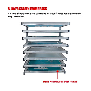 TIANIUSEEN 8 Layers Wall Mounted Screen Frame Rack 25 x 28inch Screen Printing Drying Rack Shelf Storage Screen Frame Holder