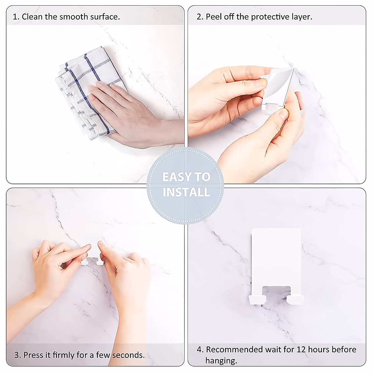 VIS'V Adhesive Razor Holder, White Self Adhesive Razor Hooks Shower Wall Waterproof Bathroom Razor Hanger Stainless Steel Heavy Duty Wall Mount Blade Shaver Holder for Men and Women - 2 Pcs