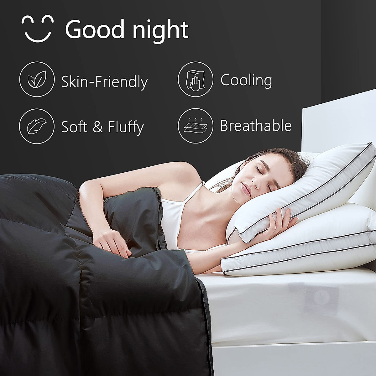 TEXARTIST Premium 2100 Series Queen Comforter All Season Breathable Cooling Black Comforter Soft 4D Spiral Fiber Quilted Down Alternative Duvet with Corner Tabs Luxury Hotel Style (88"x88")