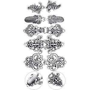 5 Pieces Shawl Clips Cloak Clasp Cardigan Clip Sweater Clips Vintage Collar Retro Cloak Brooches and Silver Shawl Pins for Women Girls Shirt Clips (Novel Style)