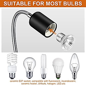 3 Set Reptile Heat Lamp Turtle Lamp Holder Fixture Clamp Basking Spot Lamp Adjustable 50W UVA UVB Full Spectrum Sun Lamp Sunbathe Heat Bulb for Turtle Snake Aquarium Chameleon Amphibian, Black