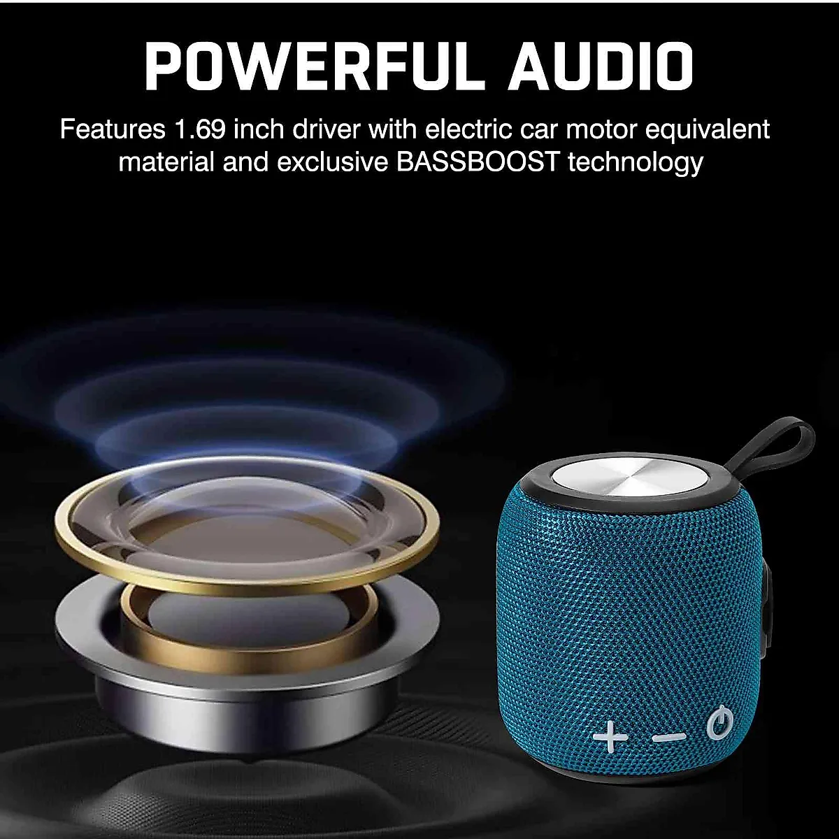 Bluetooth Speaker: Powerful Stereo Sound, IPX7 Waterproof, True Wireless Stereo Pairing, Portable Design, Latest Bluetooth V5.2 - Perfect for Realme 8, Beach, Outdoor, Home, Parties& More - Blue