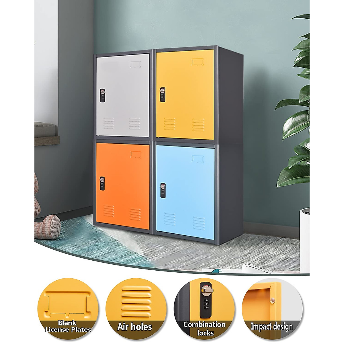 KAER Locker Storage Cabinet,Lockable Storage Cabinet,Metal Locker Storage Cabinet With1 Doors, 19.6" H Cabinet Organizer, for School, Office, Home,Preschool,Garage,Storage Room- Assembly Required