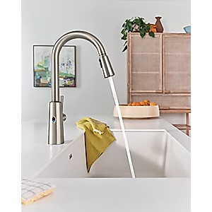 Moen Riley Spot Resist Stainless Hands-Free Touchless Sensor Single Handle Pull Down Kitchen Faucet, 7402EWSRS