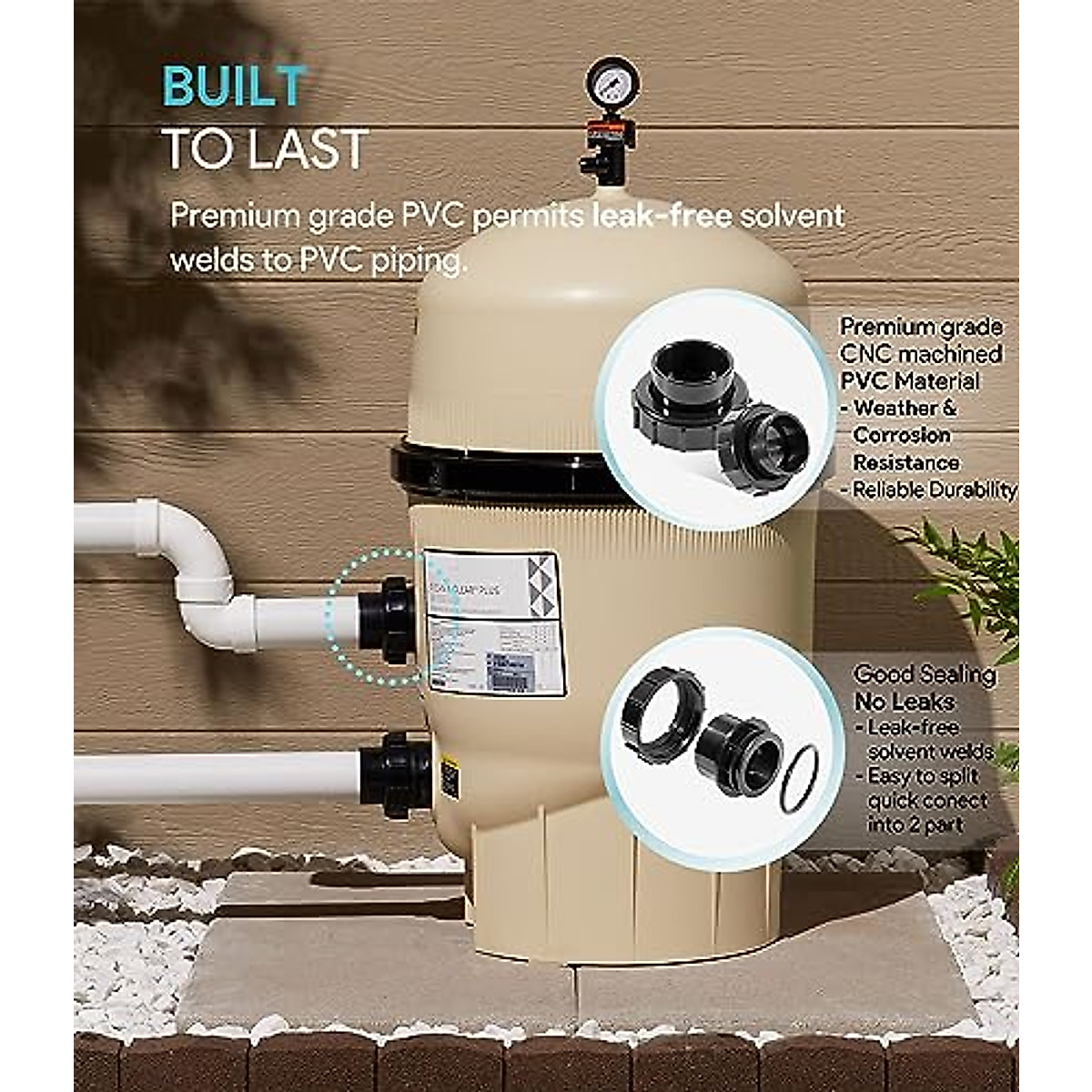 2 Pack 270100 Black Pool Valve Adaptor Replacement Kit for Quad D.E. Filter, FNS Plus Filter, Clean & Clear Plus Filter, Pool/Spa Cartridge Filter