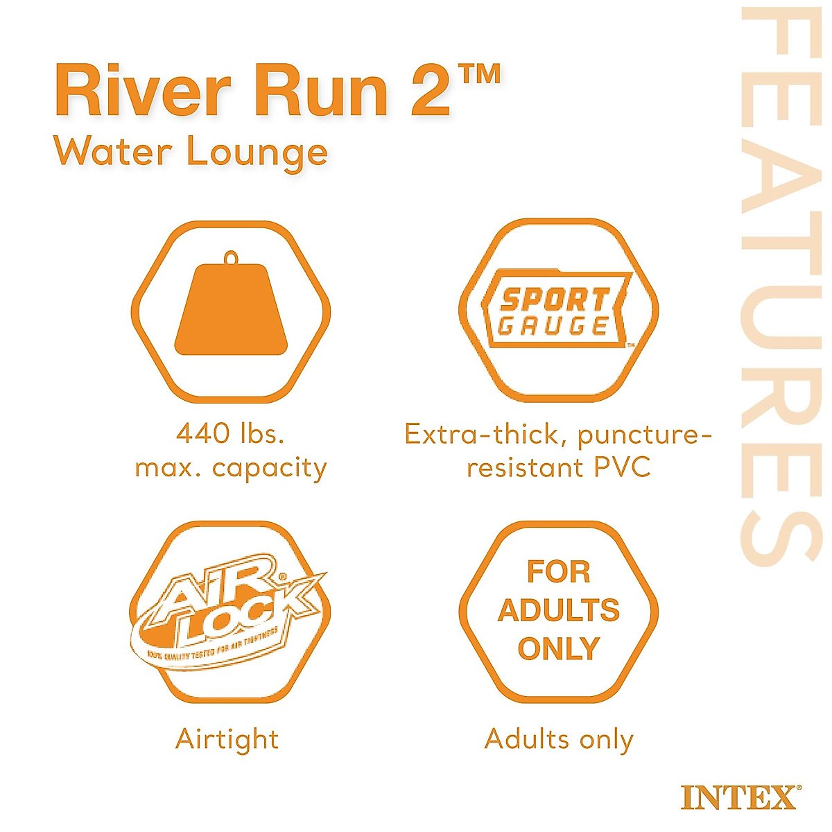 Intex River Run Connect 1 Person Inflatable Water Raft (4 Pack) Bundled with River Run II 2 Person Inflatable Floating Lounge with Cooler