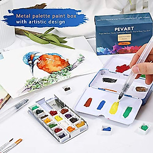 PEVART Empty Watercolor Palette, Metal Empty Watercolor Tin Palette Paint Case with Fold Out Palette with 50 Empty Half Pans for DIY Painting Tray Palette Kit, Travel Palette and Plein Air Painting