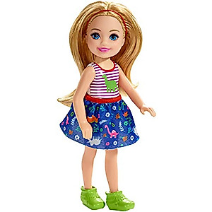 Barbie Club Chelsea Doll, 6-inch Blonde with Dinosaur-Themed Look, (GMR96)