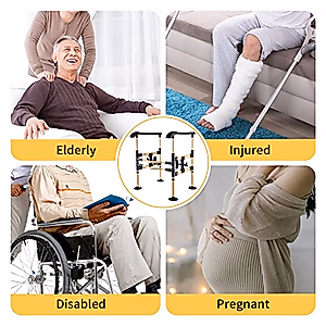 Toilet Safety Rail for Elderly, Adjustable Detachable Frame, Toilet Safety Frame for Elderly & Handicapped - Elderly Assistance Products, 4 Replacement Suction Pads, Enhances Stability