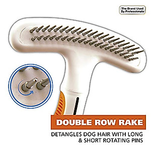 WAHL 2-in-1 Combination Double Row Pet Rake with Hair Shedding Blade for Dog or Cat Fur by The Brand Used by Professionals – Model 858424