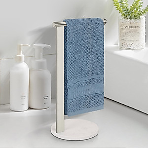 Winmien Stainless Steel L-Shaped Hand Towel Holder, SUS304 Bathroom Towel Rack with Thickened Base for Countertop Vanity (Brush Nickel)