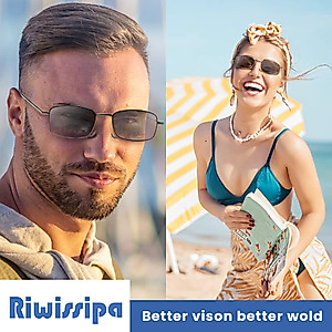Riwissipa Folding Sunglasses, Foldable polarized Spring Hinge Travel Sunglasses for Unisex Eyeglasses Frame with Portable Case (Grey lens+)