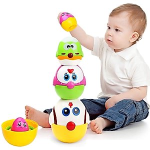 Easter Egg Toys for Toddler, 8 Pcs Nesting & Stacking Chicks Matching Toys for 18 months, 2, 3+ Yr Old, Plastic Eggs Fillable, Easter Basket Stuffers, Gift for Girl Boy Easter Party Favor, Easter Hunt