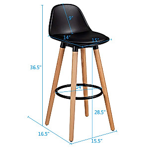 COSTWAY Bar Stools Set of 4, Modern Armless Kitchen Stool with Soft PU Leather Seat, Bar Height Stool with Round Metal Footrest & Comfortable Curved Backrest for Home, Dining Hall (Black, 4)