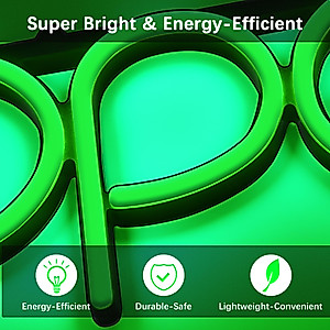 Led Open Signs for Business, 16 x 6 inch Open Sign, Neon Open Signs for Business, 8 Modes, Adjustable Brightness and Remote Control, 12 V / 2 A Power Supply (Green)