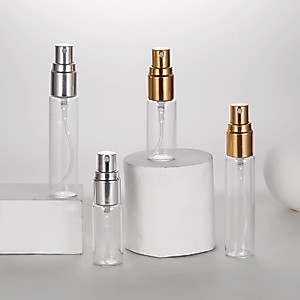 ZbFwmx 20 Pack Set 10ML Protable Refill Bulk Atomizer Spray Travel Perfume Bottle Hydrating Empty Bottle (Gold Caps)