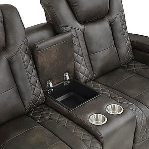 Lexicon 72" Power Reclining Sleeper Sofa Couch with USB Ports, Home Theater Power Reclining Loveseat with Cup Holders, Power Recliner Couch for Living Room, Bedroom, Office, Apartment, Brownish Gray