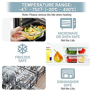 Bayco 10 Pack Glass Meal Prep Containers 2 Compartment, Glass Food Storage Containers with Lids, Airtight Glass Lunch Bento Boxes, BPA-Free & Leak Proof (10 lids & 10 Containers) - Grey