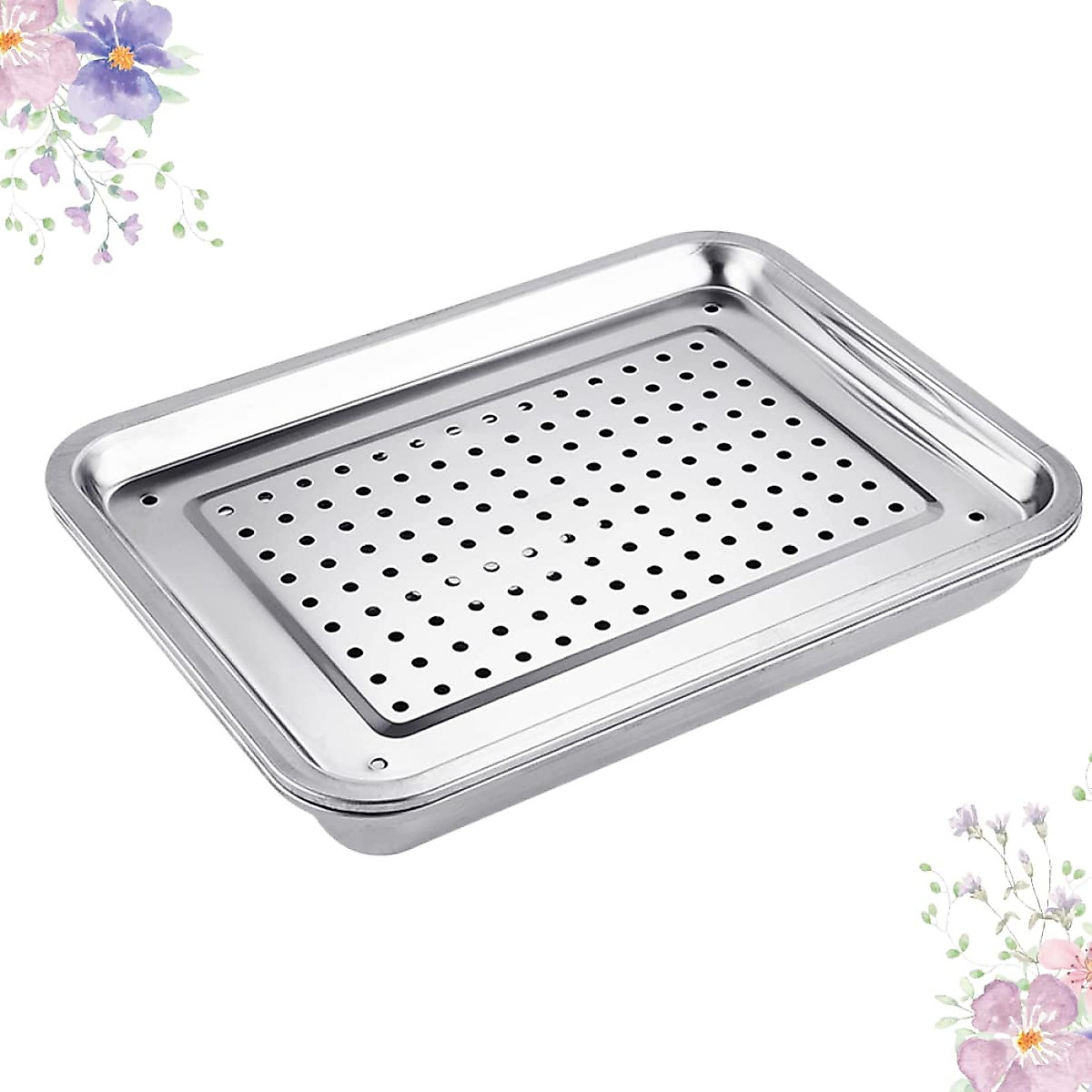 BESTonZON Drip Tray Stainless Steel Tea Drinks Serving Tray Hollow Tea Tray Serving Tray for Tea Serving Tray, Tea