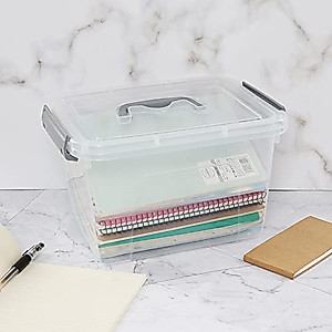 Obstnny Organizing Boxes with Latching Lids 6 Quart, 6 Packs Small Plastic Storage Bins