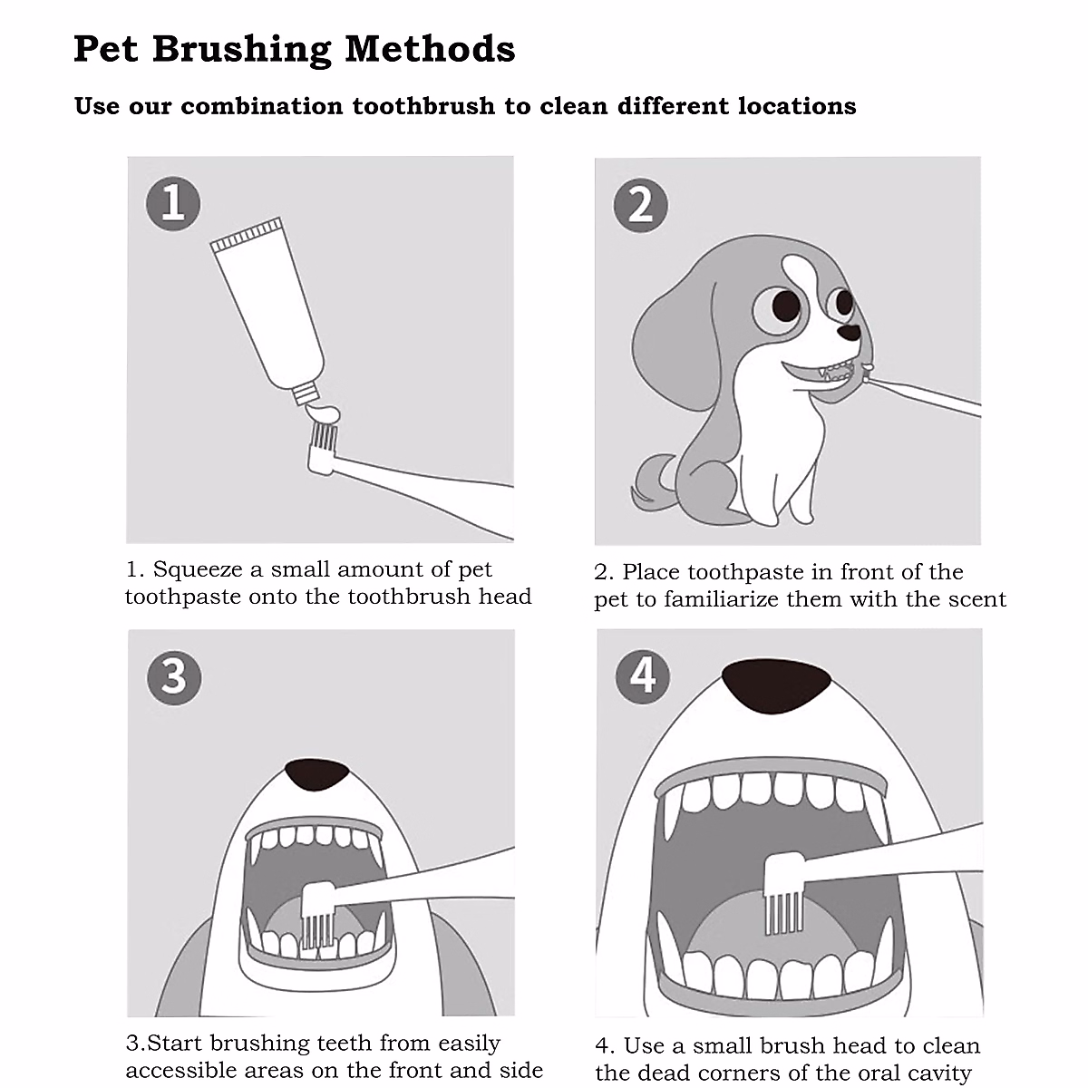 Dog & Cat Toothbrush Kit, 360º Pet Toothbrush, Food Grade Silicone Dog Finger Toothbrush, Dual Head Bristles Tooth Brush, Triple Head Dog Toothbrushes, Cleaning Brushes for Dog Cat Oral Dental