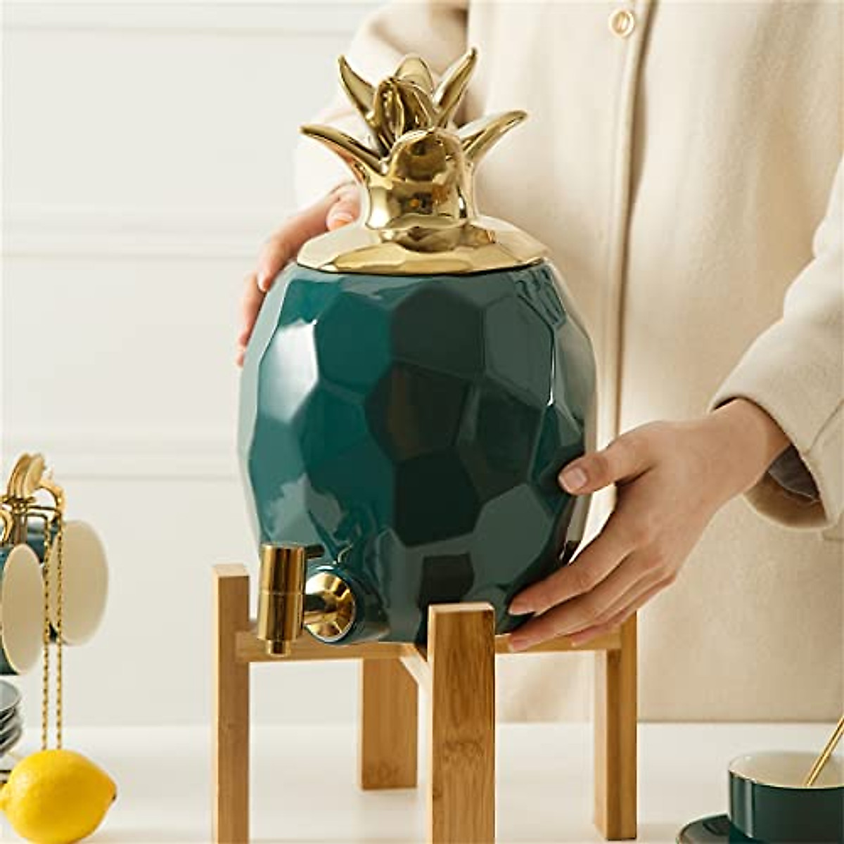 EVANEM Pineapple Ceramic Cold Kettle Juice Jar Beverage Cooling Kettle Set Large Capacity Heat Resistant