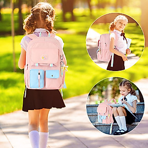 lovco Girls Backpack,Kids Backpack,Cute Backpacks for Girls,Elementary Preschool Kindergarten Supplies, for Children Aged 7-15 (Pink)