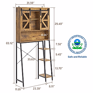 Befrases Over The Toilet Storage Cabinet, Farmhouse Storage Cabinet Over Toilet with 2 Sliding Barn Door，Home Space-Saving Toilet Rack, for Bathroom, Restroom, Laundry.(Brown)