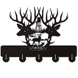 KingLive Deer Antler Wall Coat Rack Household Decor Wildllife Animal Modern Wooden Wall Hook Deer Hunting Wall Hanger Hunter Gift