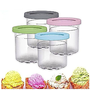 VRINO Creami Pints and Lids - 4 Pack, for Ninja Creamy Pints and Lids - 4 Pack, Creami Pints Safe and Leak Proof for NC301 NC300 NC299AM Series Ice Cream Maker