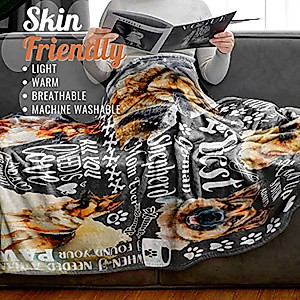 InnoBeta German Shepherd Themed Throws for Dog Moms, Dog Lovers, Dog Owners, Birthday Gifts for German Shepherd Lovers, Best Friend, Coworkers, Sisters (50"x 65") - Black