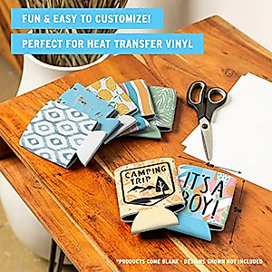 Blank Beer Can Coolers Sleeves (12-Pack) Soft Insulated Beer Can Coolies - HTV Friendly Plain Koolies in Bulk for Soda, Beer & Water Bottles - Coolie Blanks for Vinyl Projects & Wedding Favors