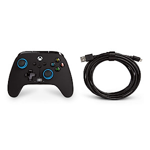 PowerA Enhanced Wired Controller for Xbox Series X|S - Blue Hint, gamepad, wired video game controller, gaming controller, Xbox Series X|S, Officially Licensed for Xbox