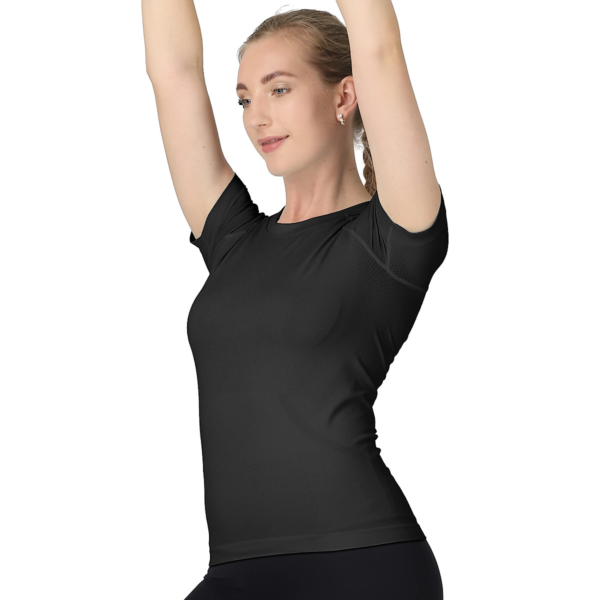 MathCat Workout Shirts for Women,Workout Tops for Women Short Sleeve,Yoga T Shirts for Women,Breathable Athletic Gym Shirts Black