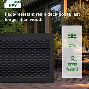 KFY deck box,100-gallon indoor and outdoor storage box made of waterproof and sun-resistant resin material, meeting storage needs for the living room, patio, swimming pool, and toolshed（black）